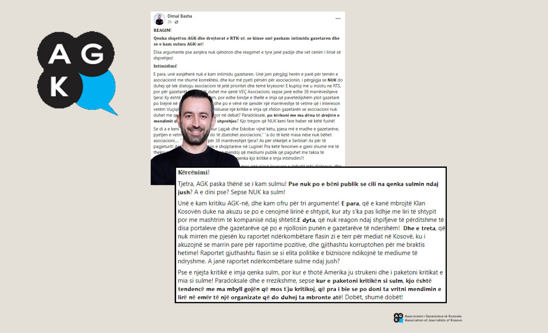 AGK i reagon Dimal Bashës: Po synon disiplinimin e AGK-së dhe RTK-së ...