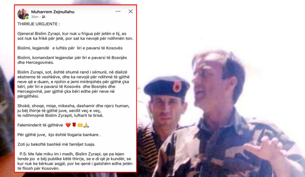 Gjeneral Bislim Zyrapi në gjendje të rëndë shëndetësore, kërkohet ...